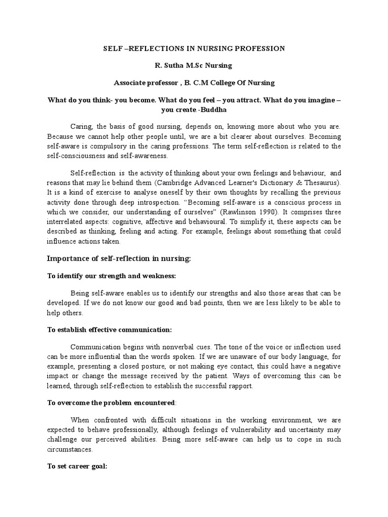 Self Reflection | PDF | Self Awareness | Applied Psychology