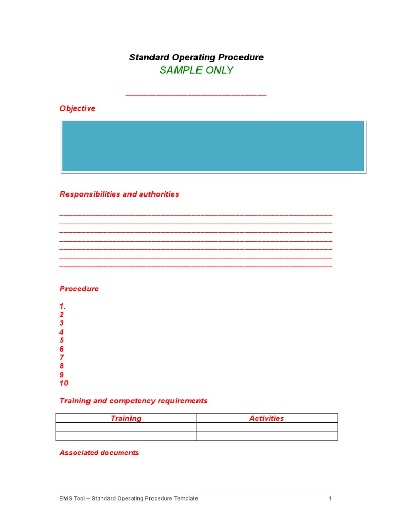 Standard Operating Procedure Template | PDF | Business