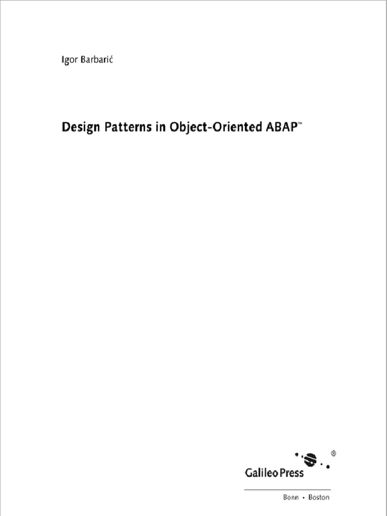 Design Patterns in Object Oriented Abap Igor Barbaric PDF | PDF