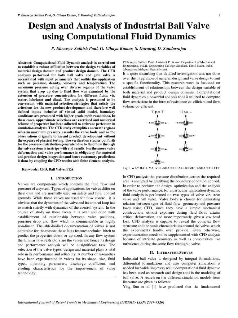 Design and Analysis of Industrial Ball Valve Using Computational Fluid ...