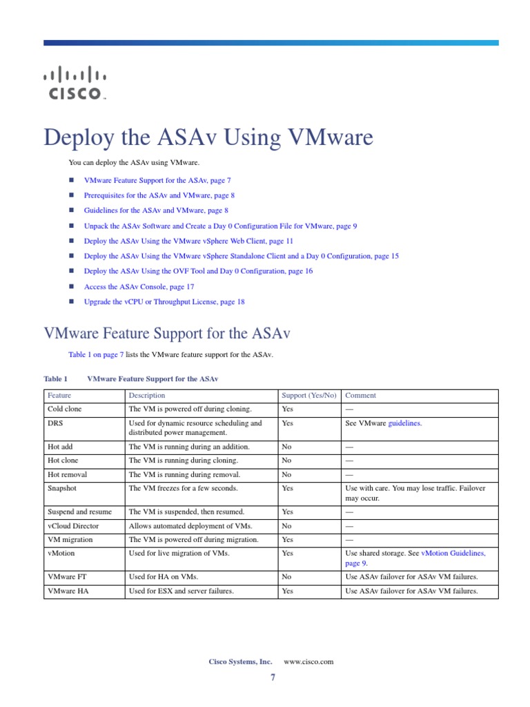 Deploying the Cisco ASAv Firewall Virtual Appliance Using VMware: A ... Deploying the Cisco ASAv Firewall Virtual Appliance Using VMware: A ...