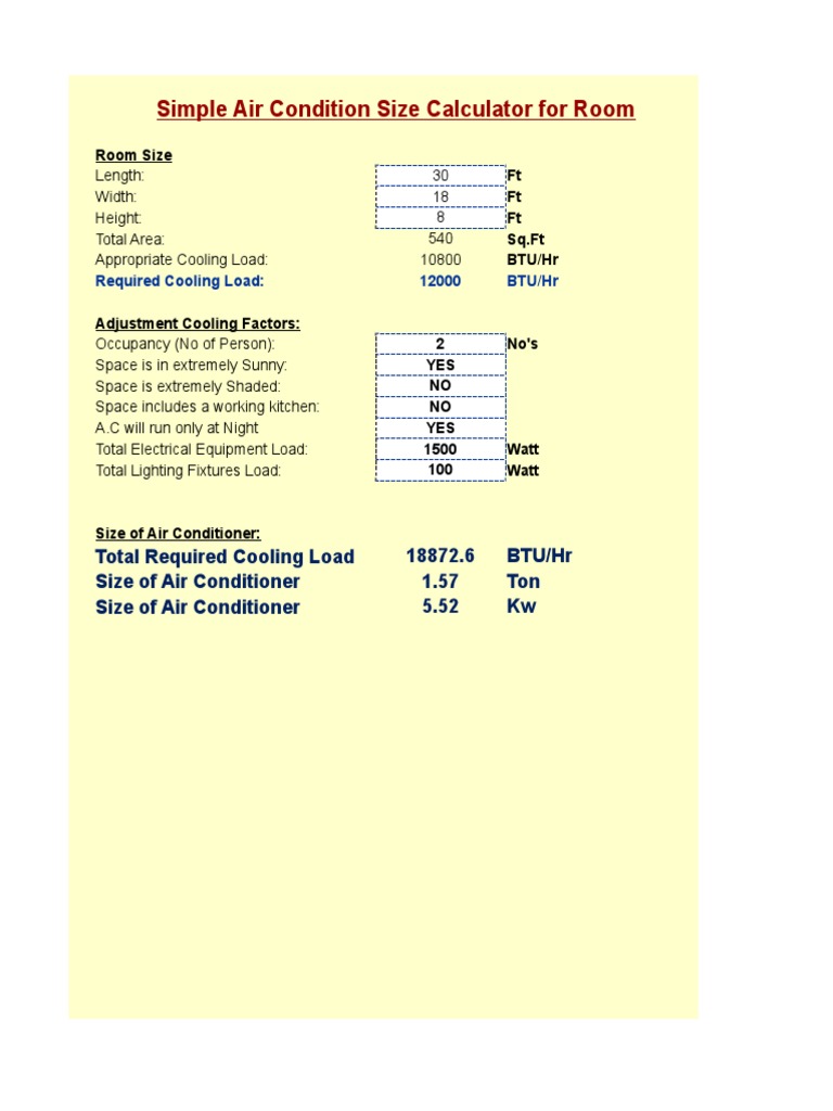 Air Conditioner Size Calculation Guide | PDF | Air Conditioning ...