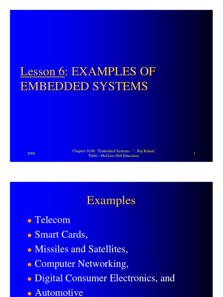 Lesson 6: Examples of Embedded Systems | PDF | Embedded System ...