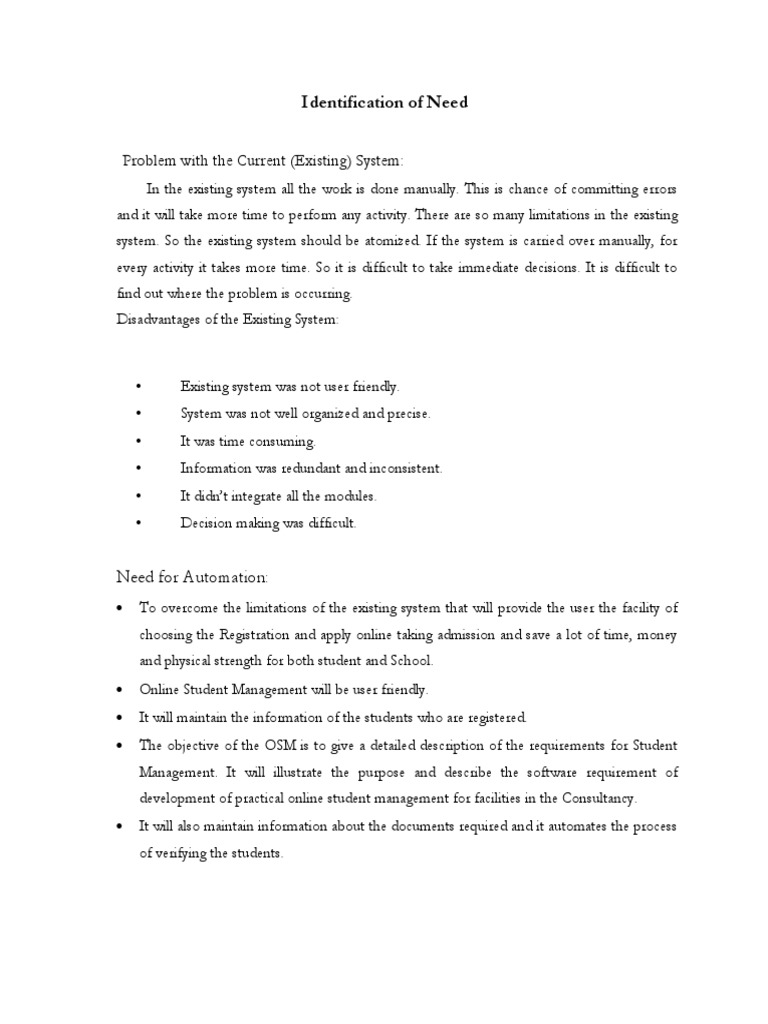 Identification of Need | PDF | System | Business Process