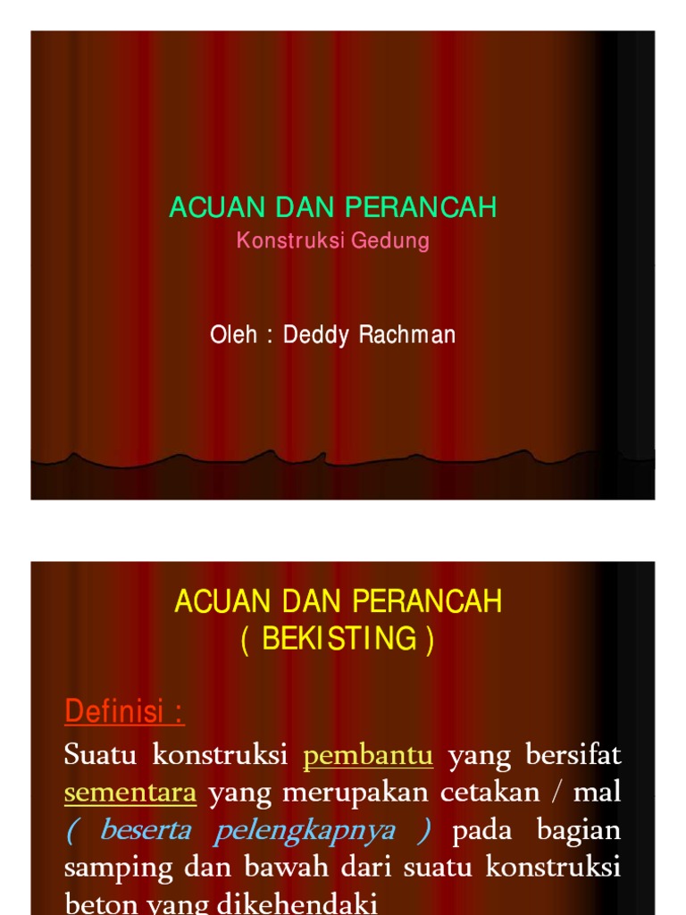 Acuan Dan Perancah Konstruksi Gedung (Bekisting) | PDF | Teknologi ...