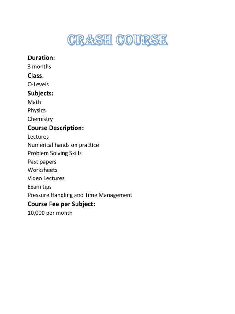 Crash Course | PDF
