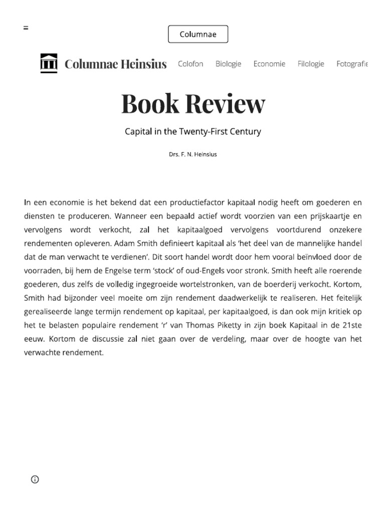 Book Review: Capital in The Twenty-First Century by Thomas Piketty | PDF