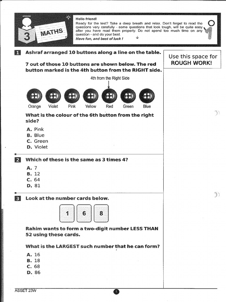 Asset Grade 3 Sample Papaer | PDF