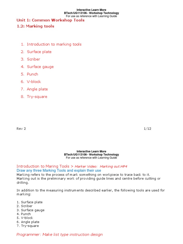Marking Tools | PDF | Sheet Metal | Metalworking