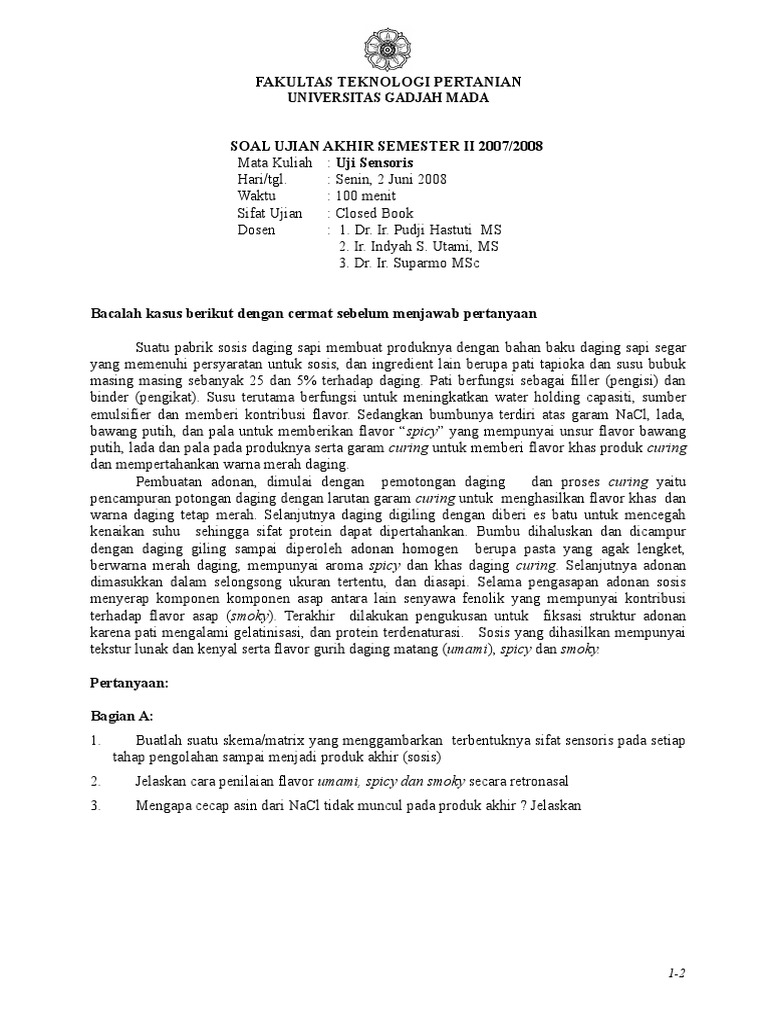 Uji Sensoris 20081 | PDF