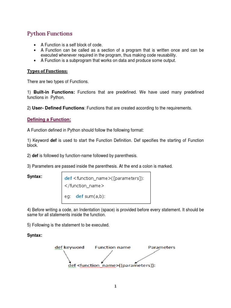 Python Functions Pdf Parameter Computer Programming Subroutine 2573