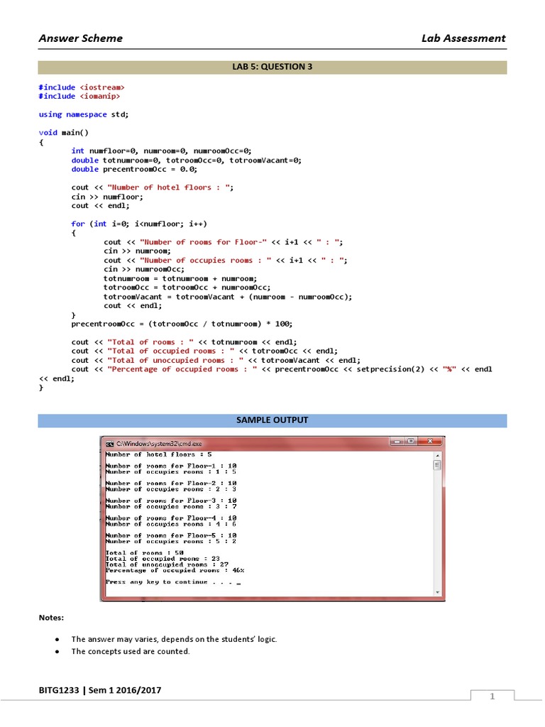 Answer Scheme Lab Assessment | PDF