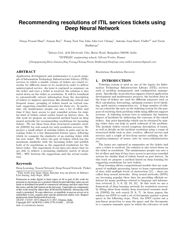 Automated Ticket Resolution | PDF | Artificial Neural Network | Deep ...
