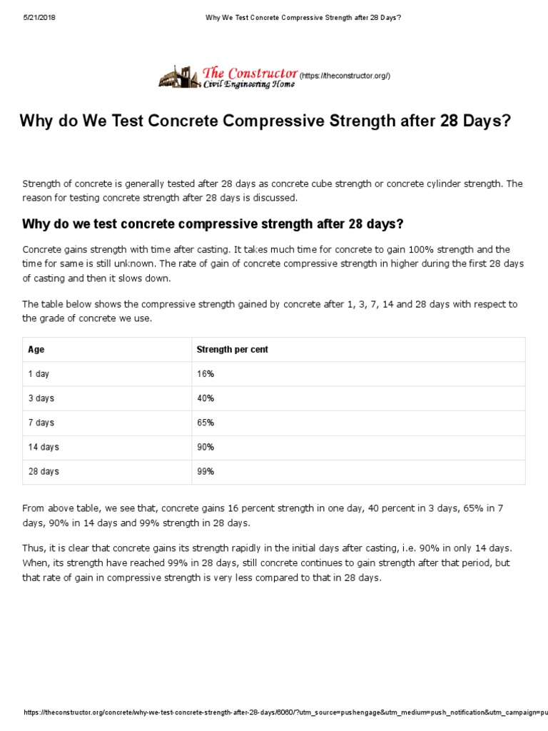 Why We Test Concrete Compressive Strength After 28 Days | PDF ...
