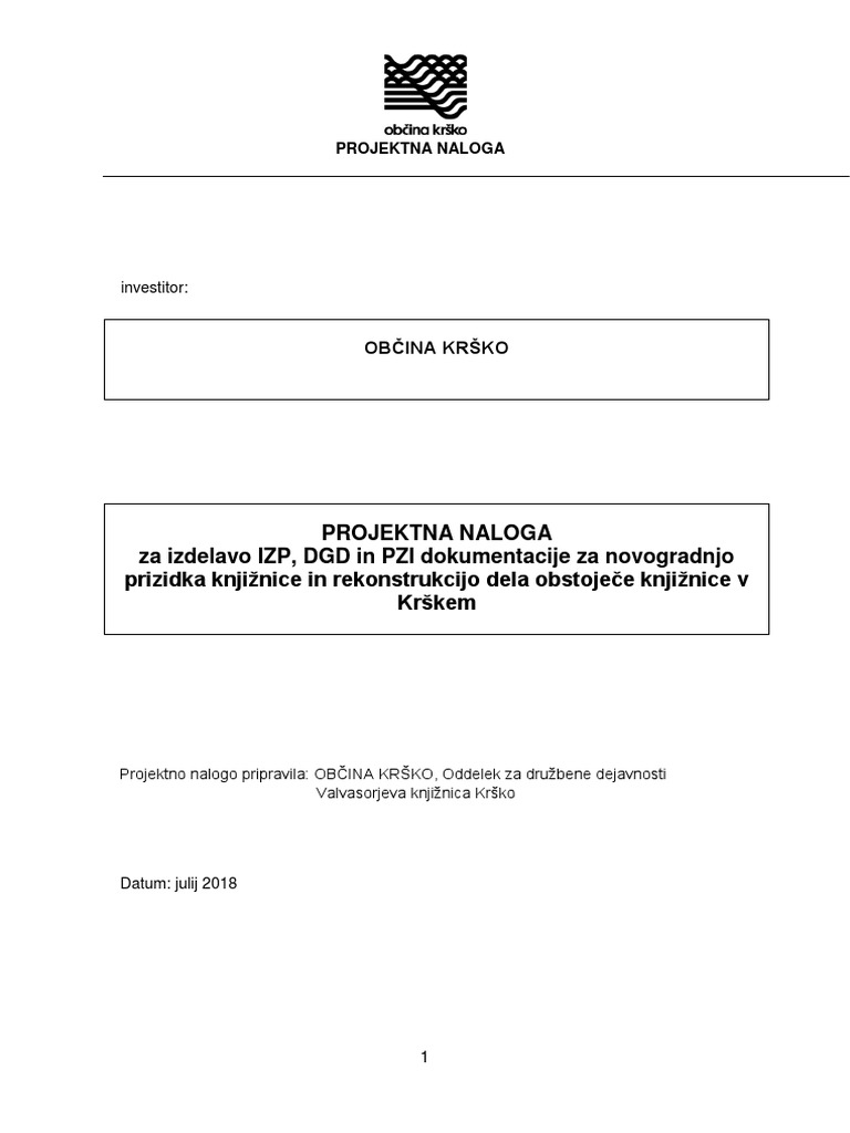 Projektna Naloga, Nova Knjižnica V Krškem | PDF
