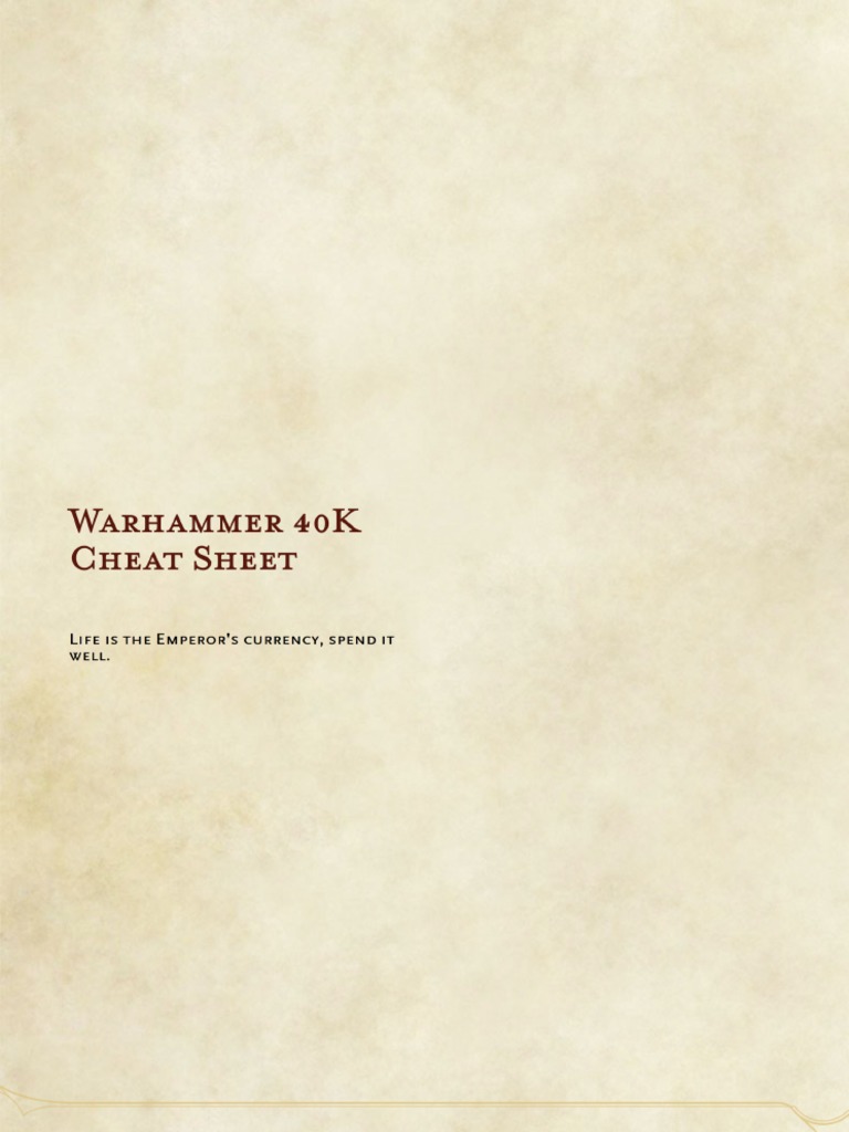 Cheat Sheet W40K | PDF