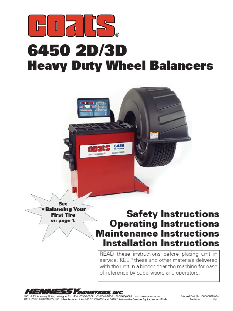 Heavy Duty Wheel Balancers: Safety Instructions Operating Instructions ...