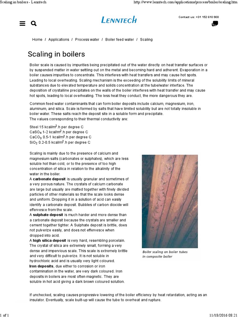 Scaling in Boilers | Solubility | Physical Sciences