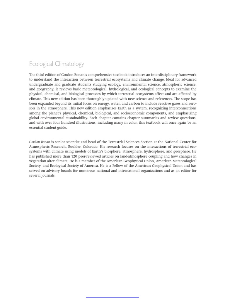 Gordon Bonan Ecological Climatology | PDF | Ecology | Climate Change