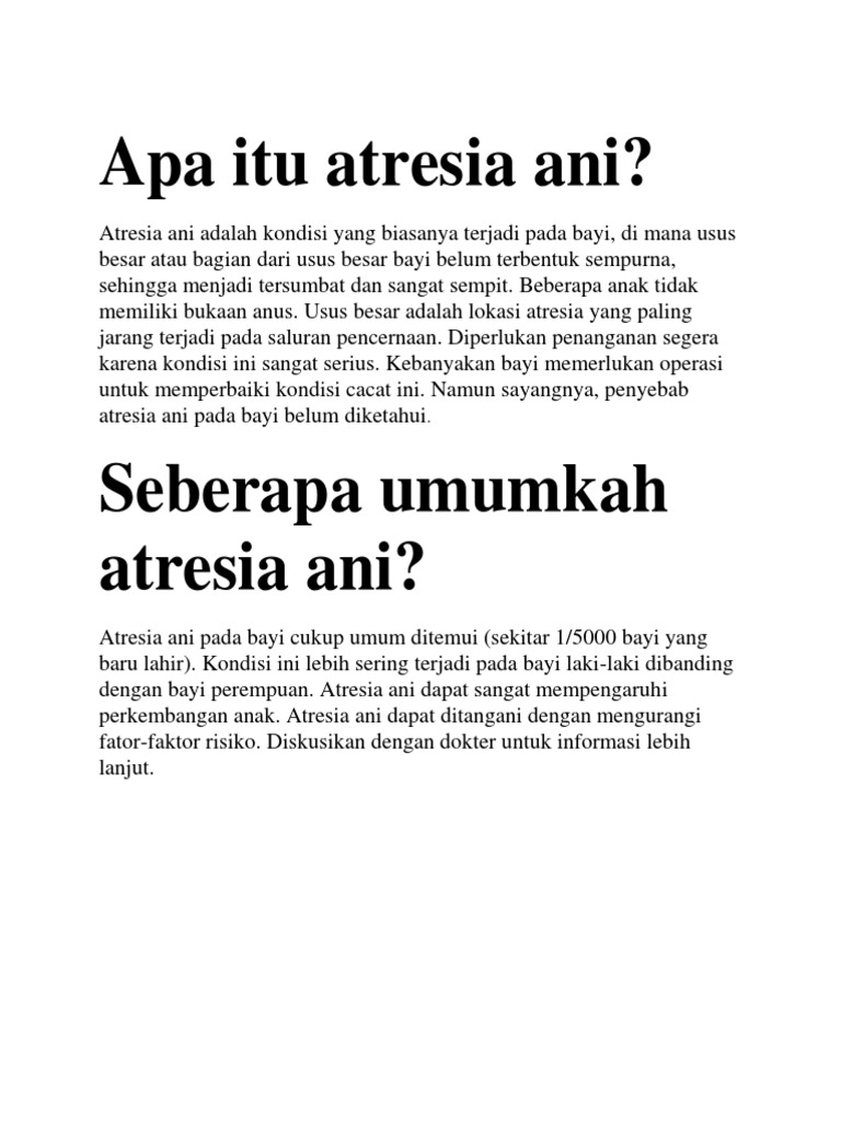 Apa Itu Atresia Ani | PDF