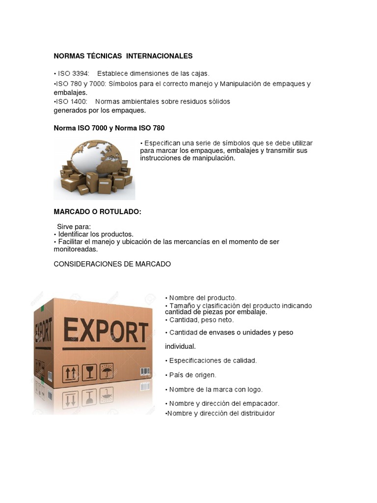 Normas internacionales para el marcado y etiquetado de empaques y ...
