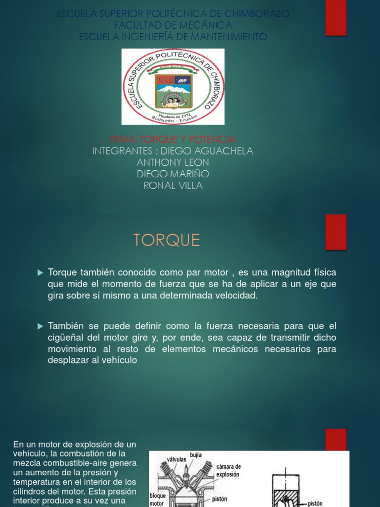 Torque y Potencia | PDF | Esfuerzo de torsión | Pistón