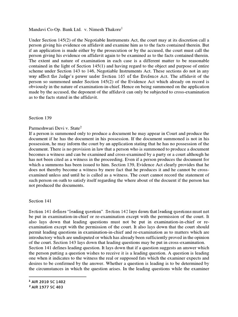 Evidence | PDF | Witness Impeachment | Cross Examination