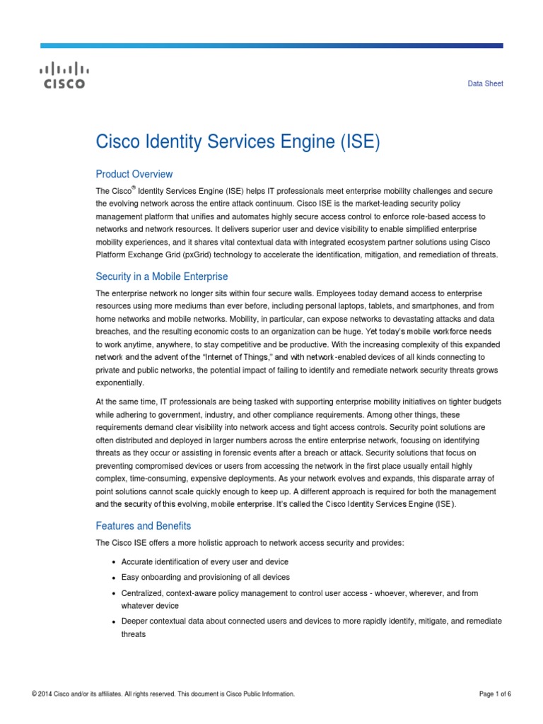 Data - Sheet - Cisco Identity Services Engine (ISE) PDF | PDF | Public ...