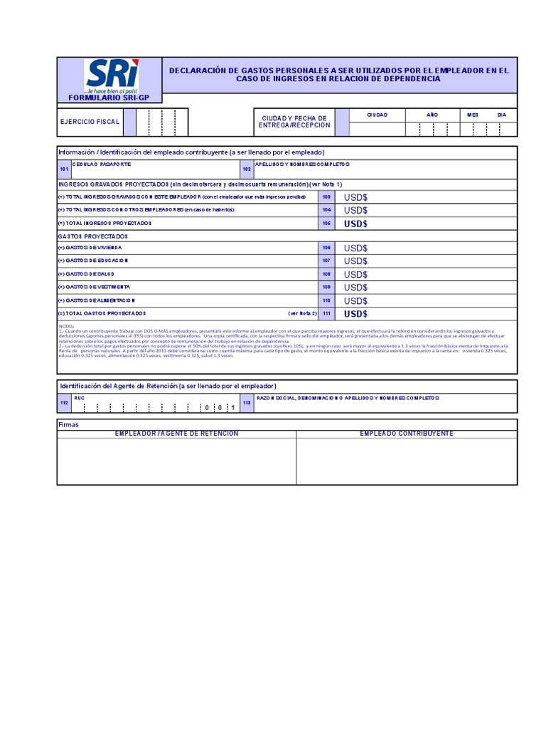 Formulario SRI-GP 2014 | PDF | Impuestos | Salario