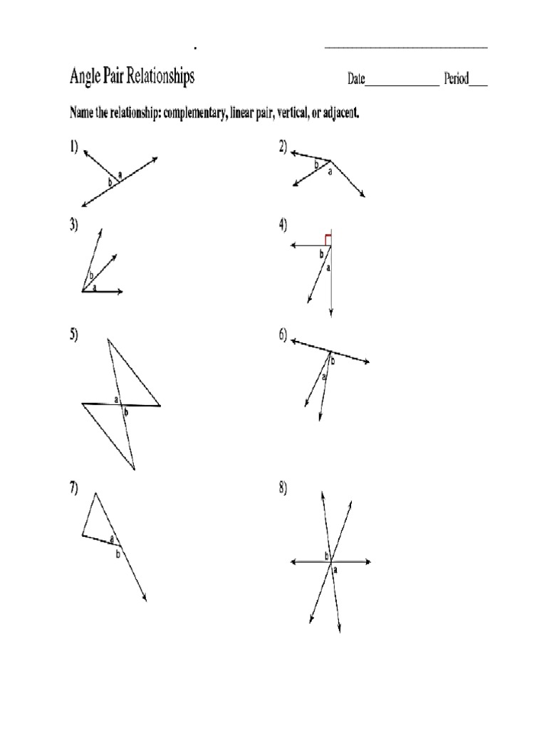 Angle Relationships Answer Key | PDF