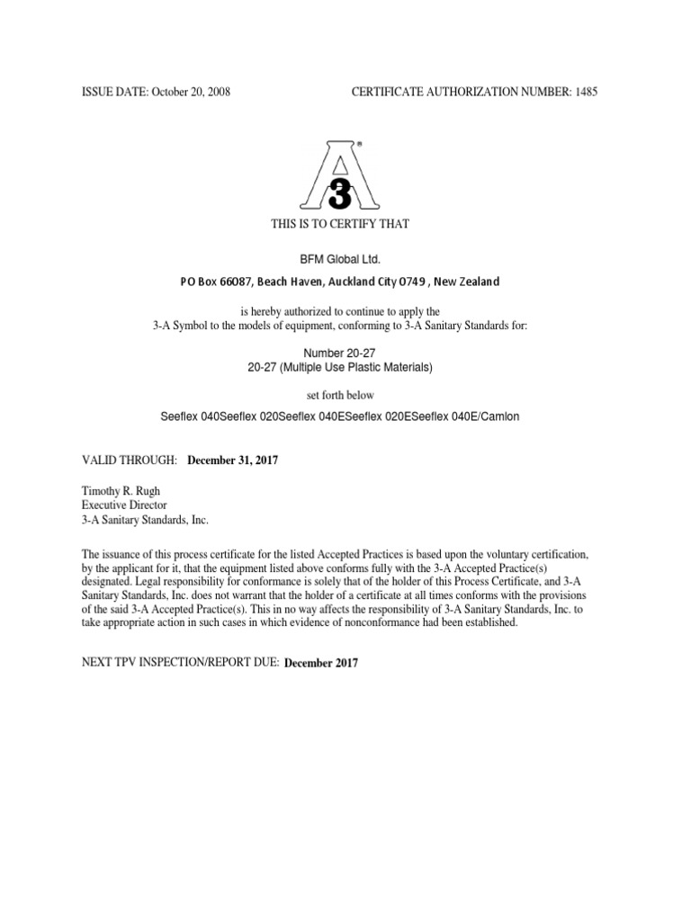 3A Certification 20 27 Plastic Materials | PDF | Business | Law