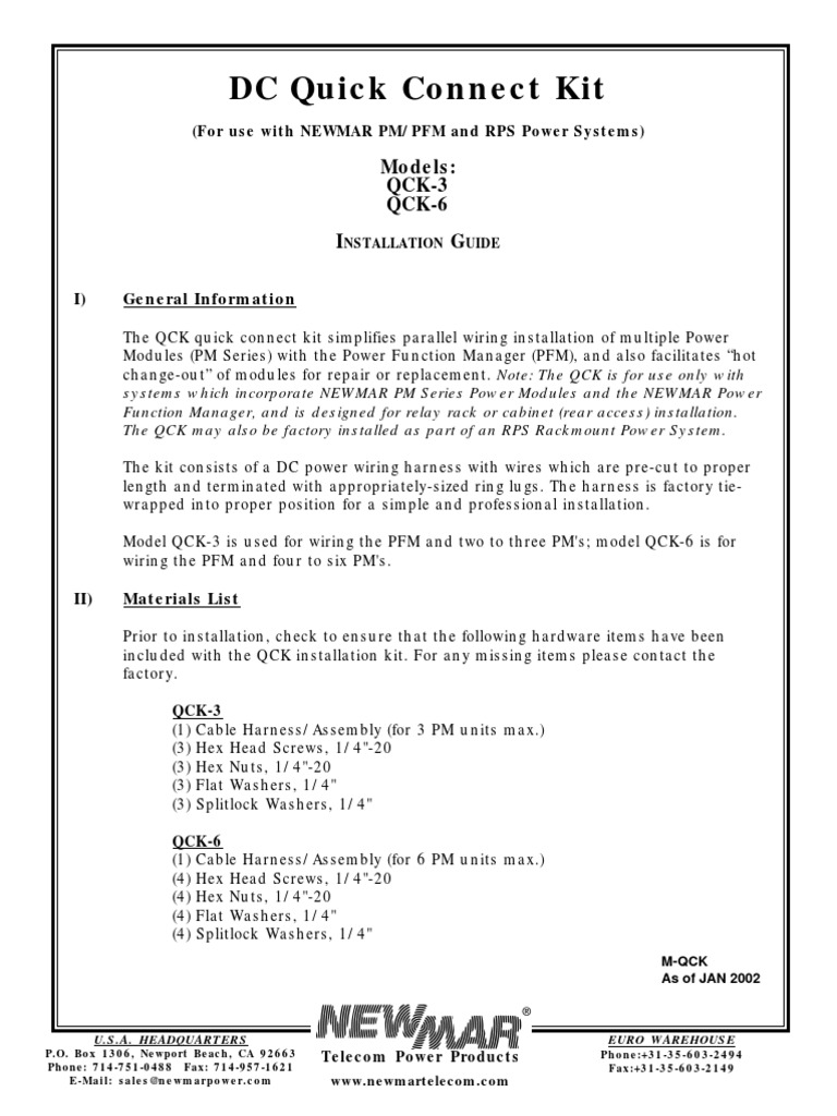 QCK Install Manual | PDF | Electrical Wiring | Electrical Connector