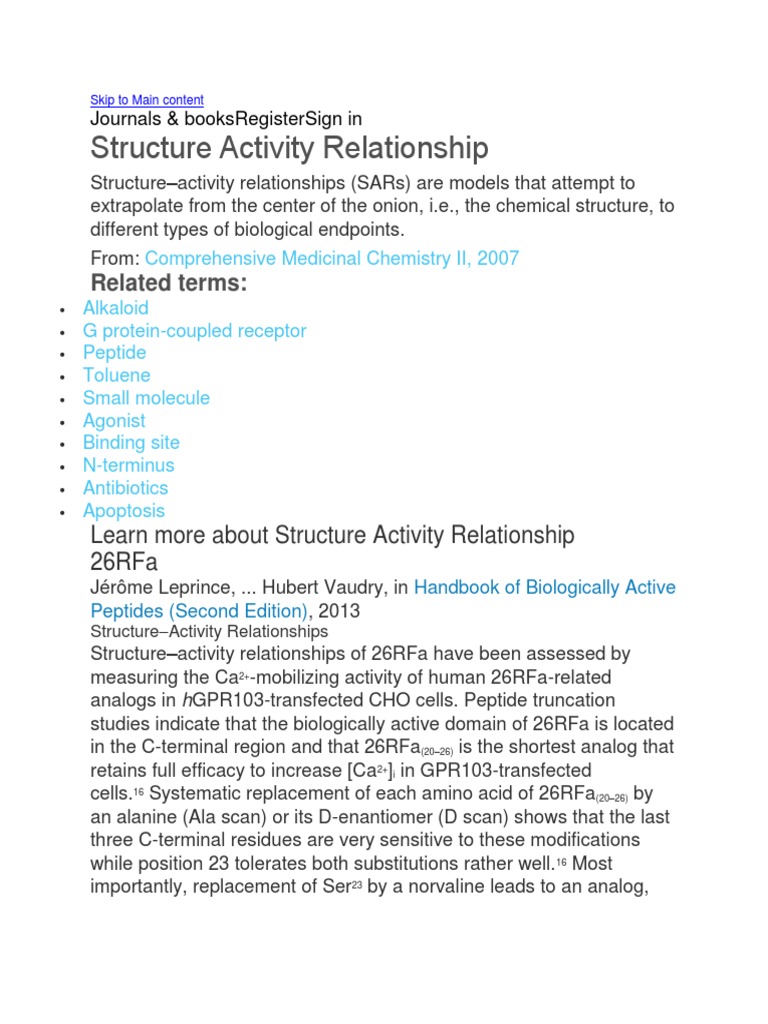 Structure Activity Relationship: Related Terms | PDF | Drug Design ...