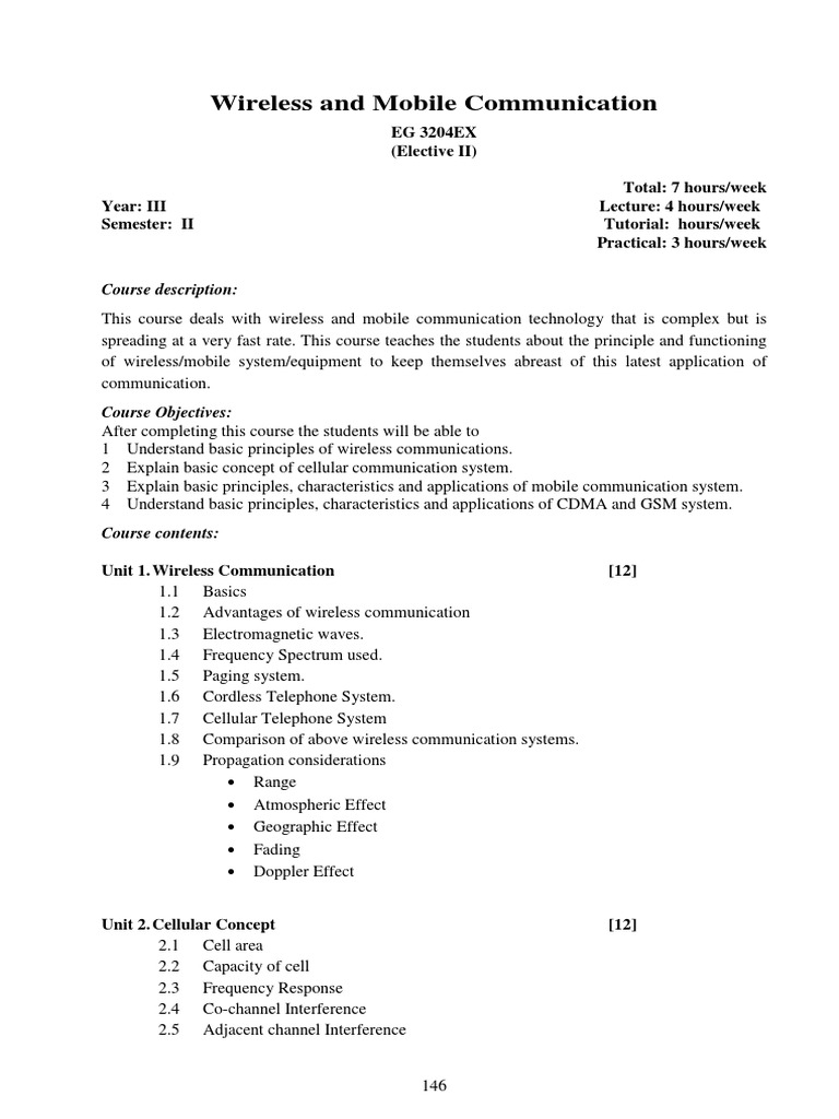 Wireless Communication Syllabus | PDF | Cellular Network | Channel Access Method