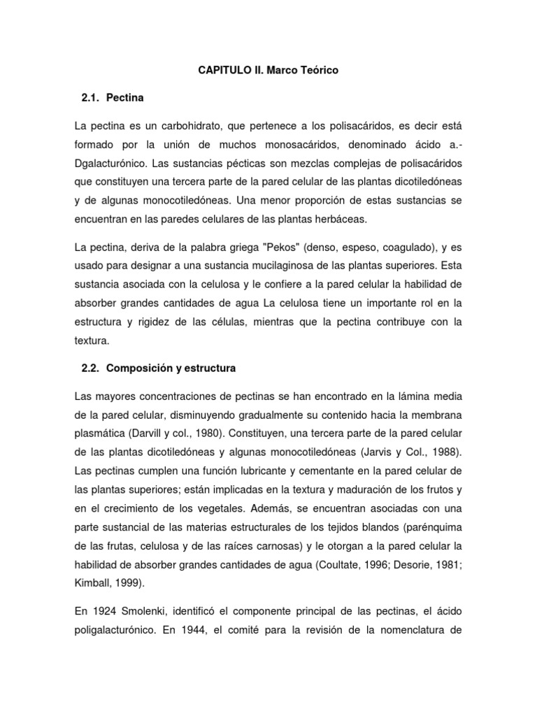 Estructura y Clasificación de Pectinas | PDF | Pared celular | Valoración