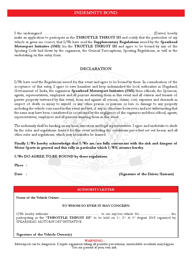 Indeminty Bond TT III | PDF | Indemnity | Civil Law (Legal System)