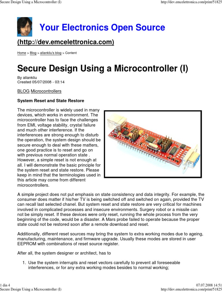 Secure Design Using A Microcontroller (I) | PDF | Booting | Computer Data Storage