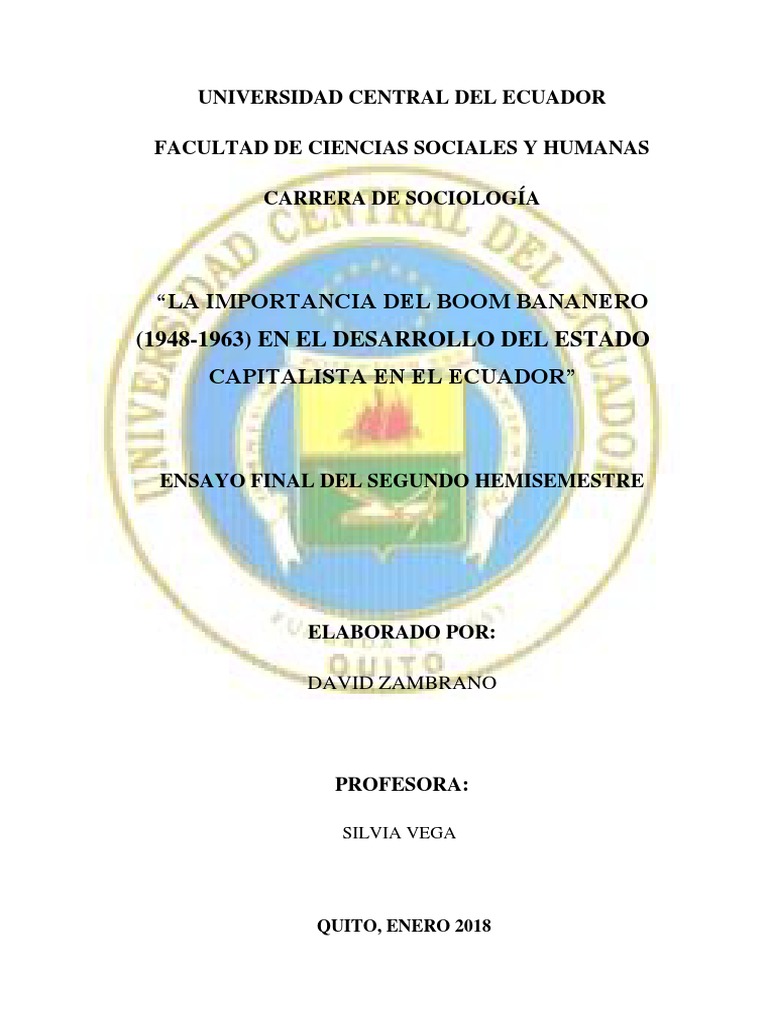 Trabajo Final, Boom Bananero | PDF | Ecuador | Capitalismo