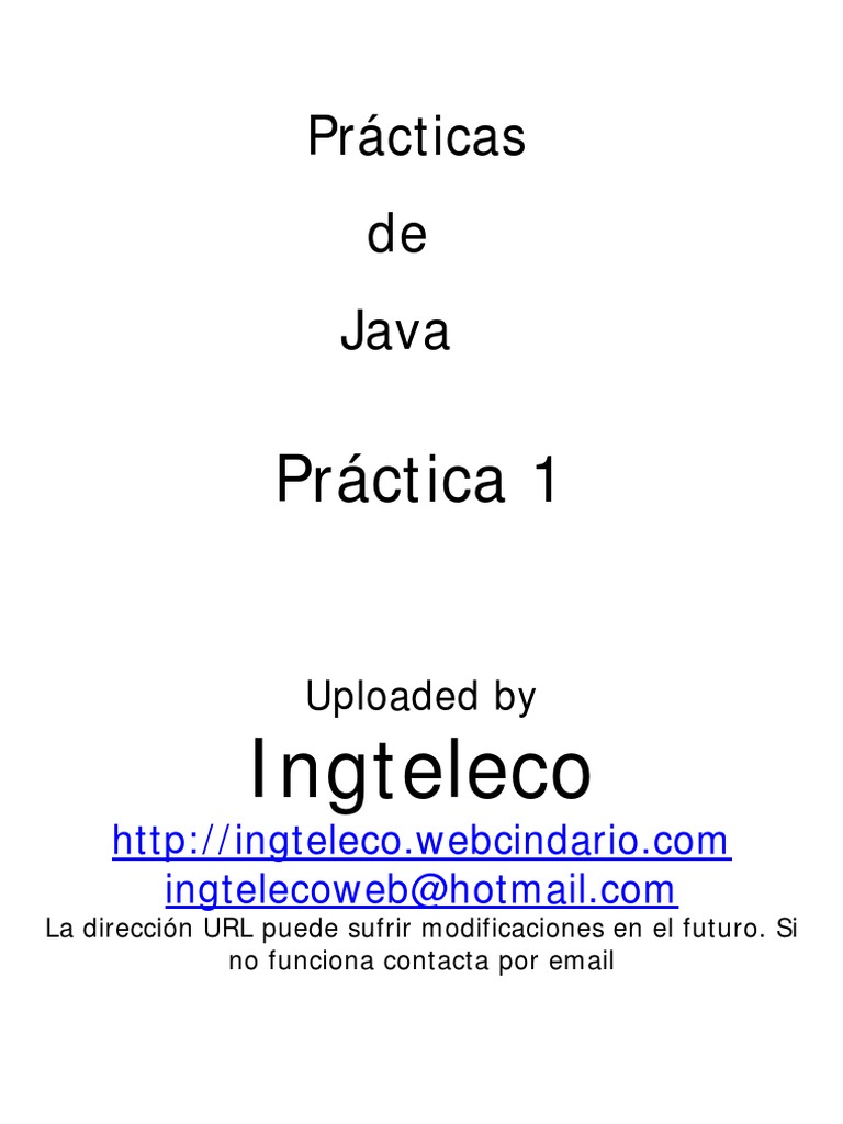 Practica - 1 | PDF | Java (lenguaje de programación) | Constructor (Programación Orientada a ...