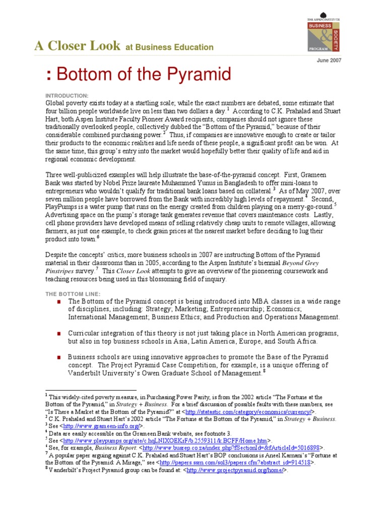 Bottom of The Pyramid: A Closer Look | PDF | Career & Growth | Business