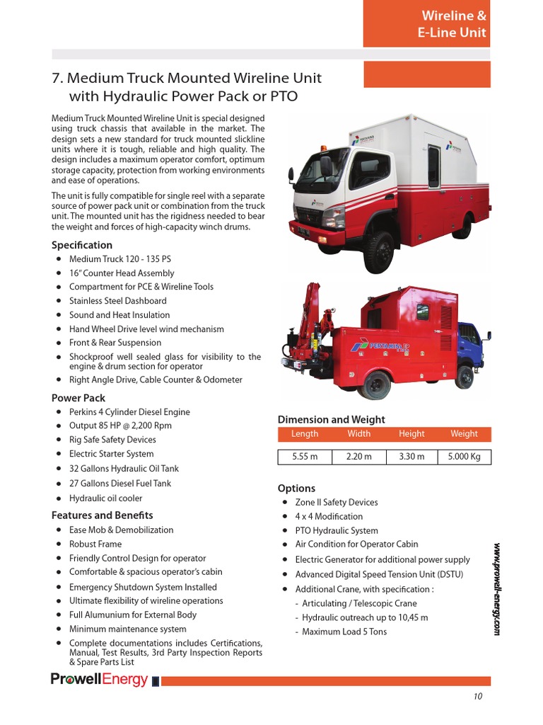Medium Truck Mounted Wireline Unit With Hydraulic Power Pack or PTO ...