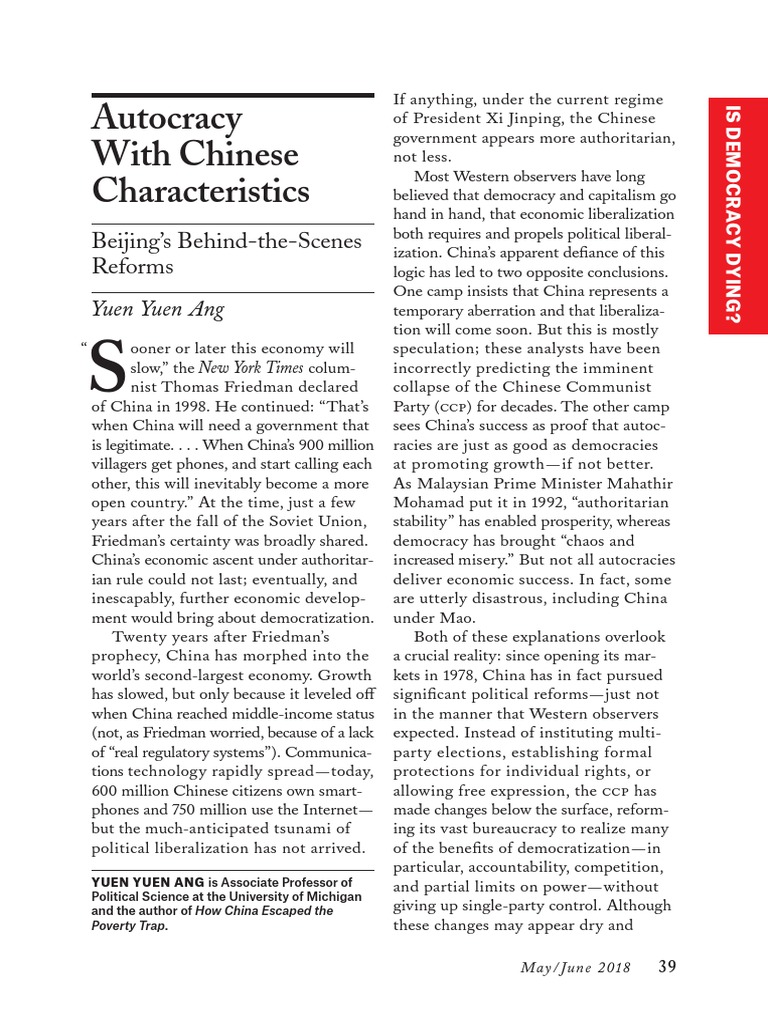 Autocracy With Chinese Characteristics - Yuen Yuen Ang | PDF ...