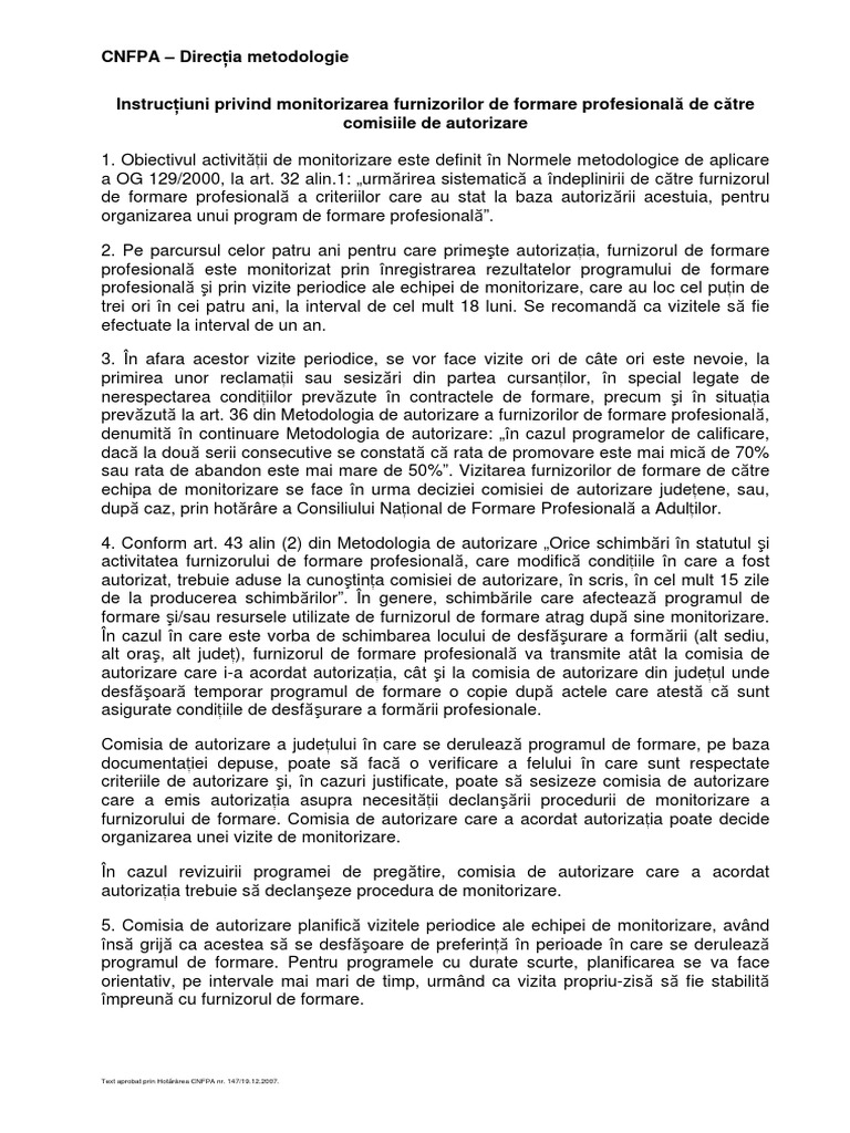 Instructiuni Monitorizare Fin | PDF