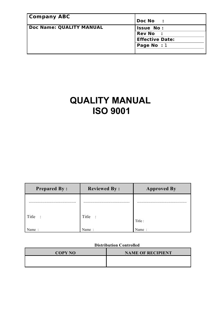 Quality Manual ISO 9001: Company ABC | PDF | Quality Management System ...