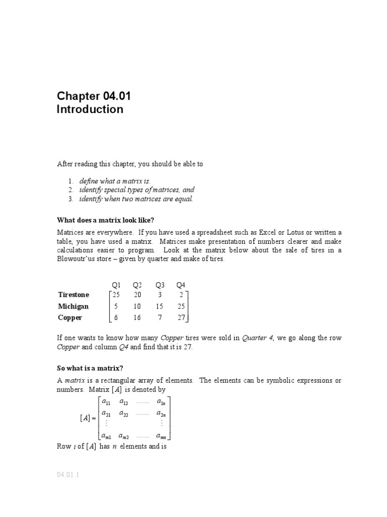 Introduction To Matrix Algebra Pdf Matrix Mathematics