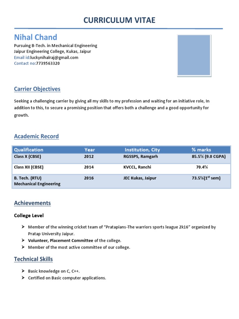 Nihal Chand: Curriculum Vitae | PDF