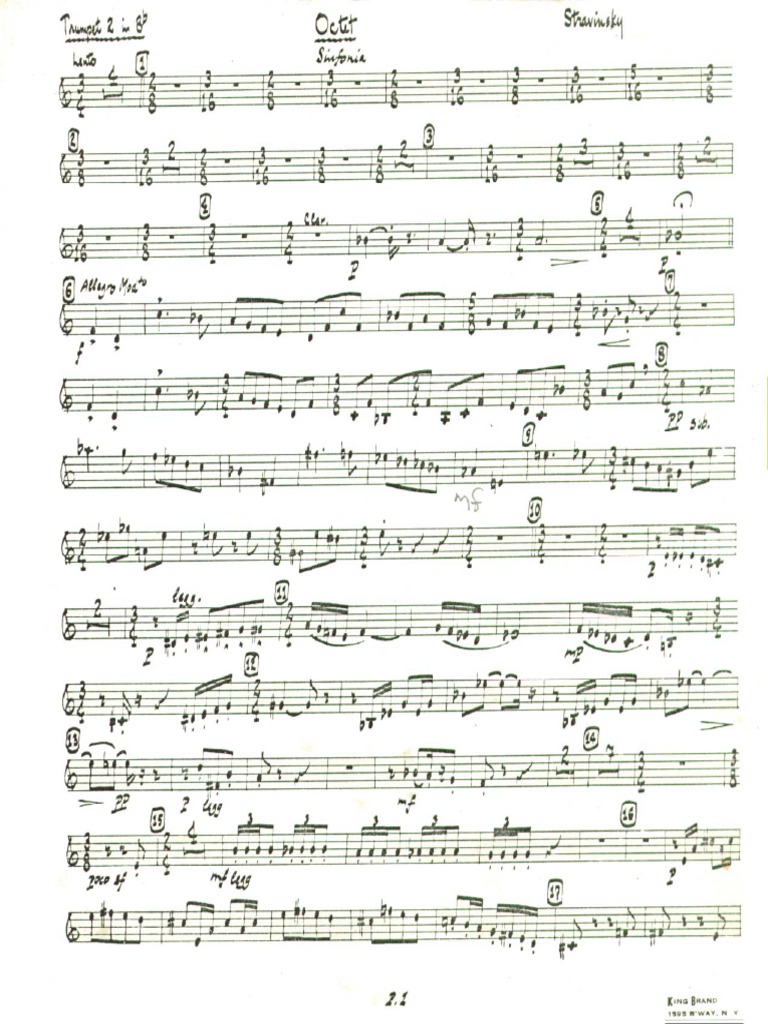 Stravinsky Octet 2nd Trumpet BB | PDF