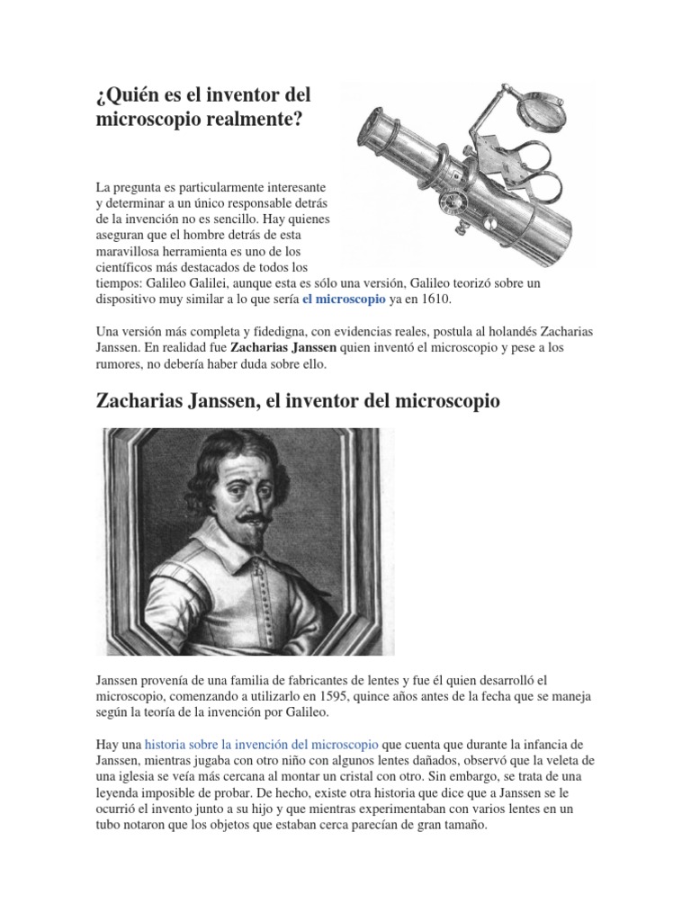 Inventor del microscopio: Janssen 1595 | PDF
