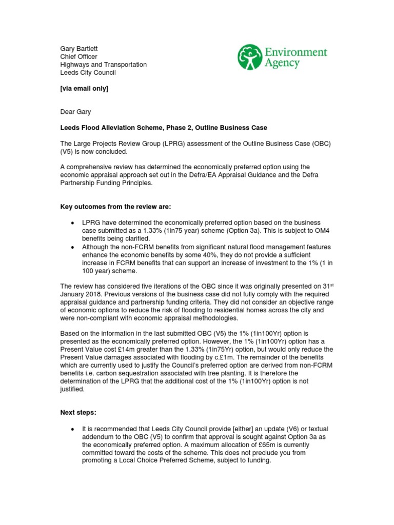 Flood Defence Letter | Real Estate Appraisal | Flood
