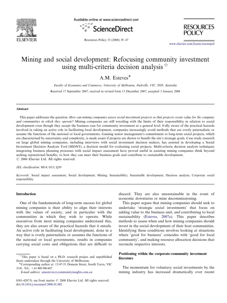 Mining Companies' Social Investment Strategies | PDF | Sustainability ...